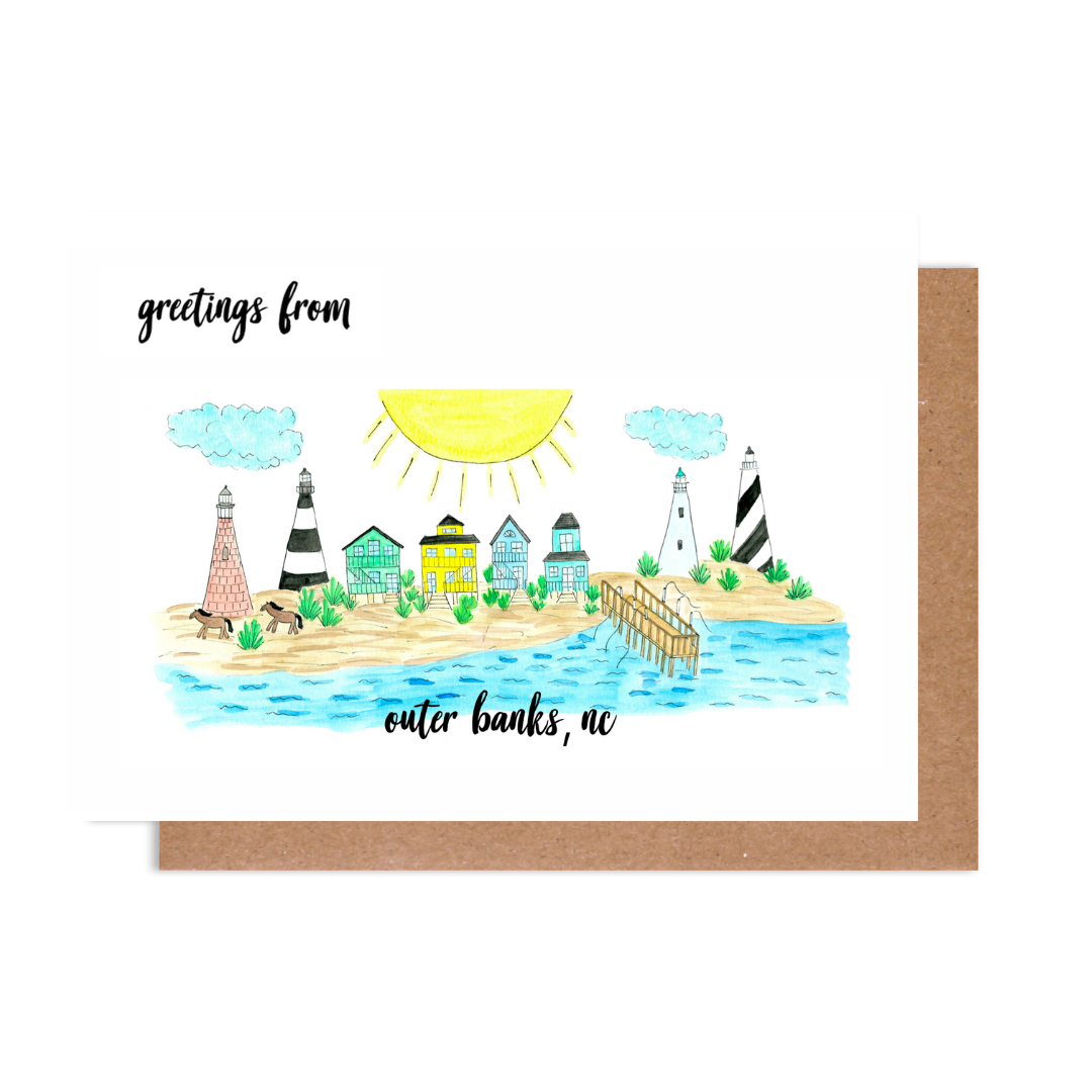 Greetings from Outer Banks, NC Card – Island Haus Co.